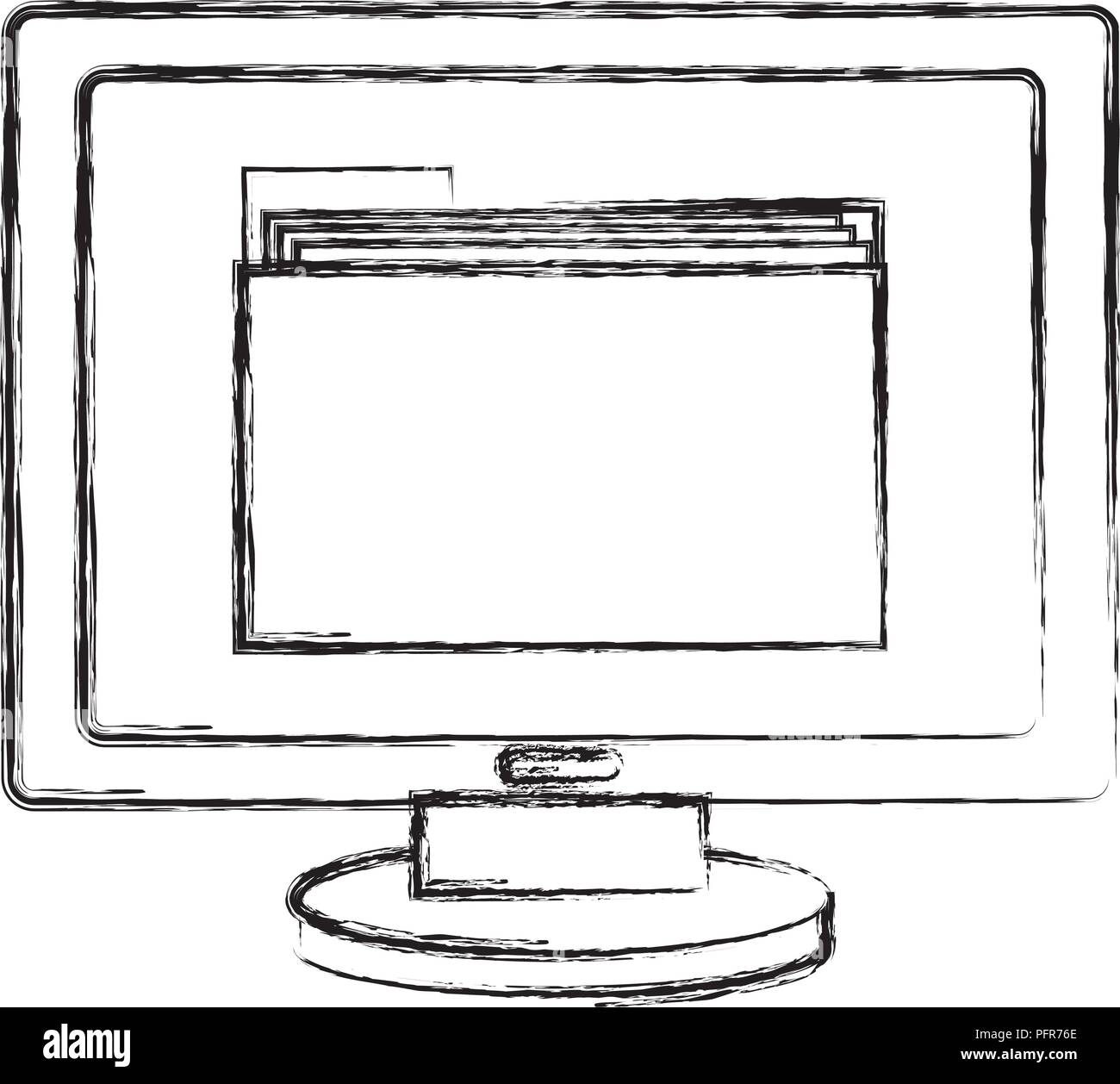 computer display with folder vector illustration design Stock Vector ...