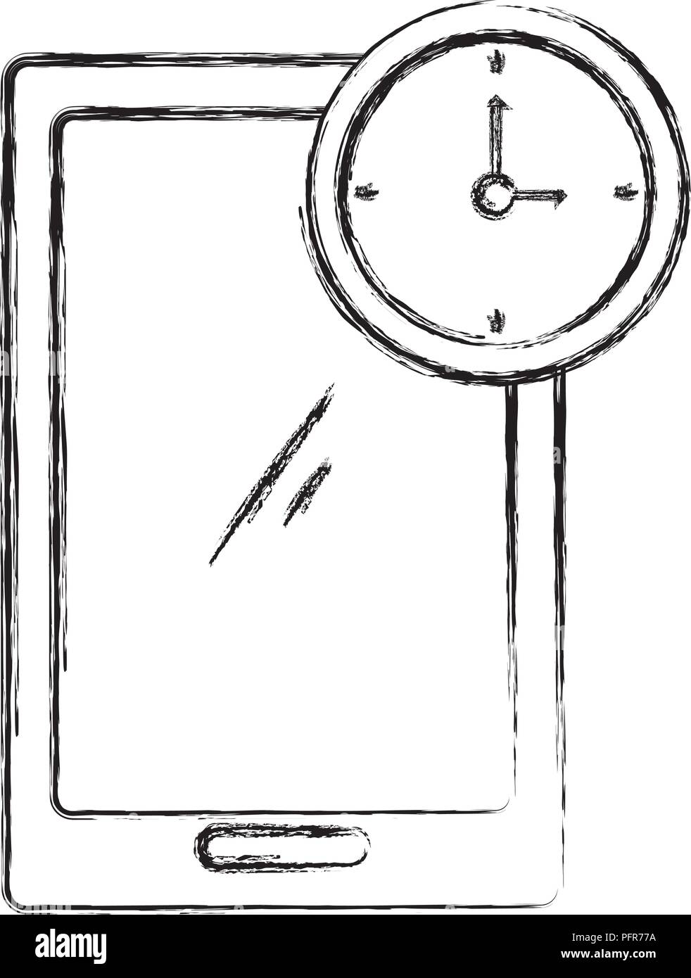 smartphone with time clock vector illustration design Stock Vector ...