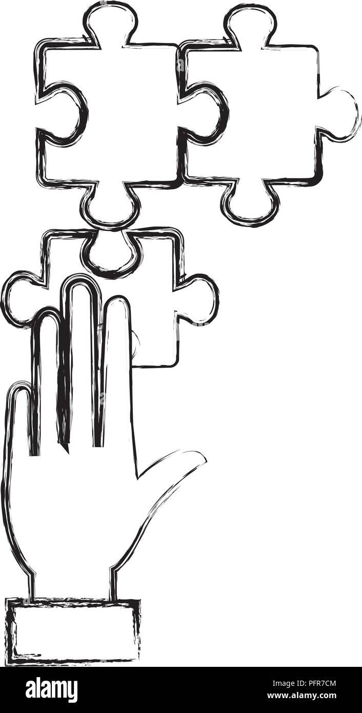 hand with puzzle game piece vector illustration design Stock Vector ...