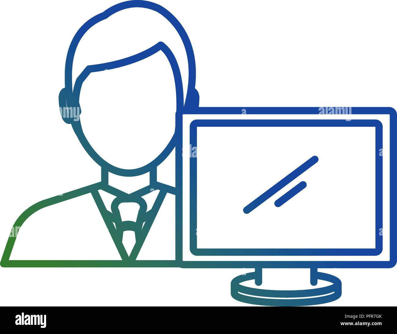 businessman with computer avatar vector illustration design Stock ...