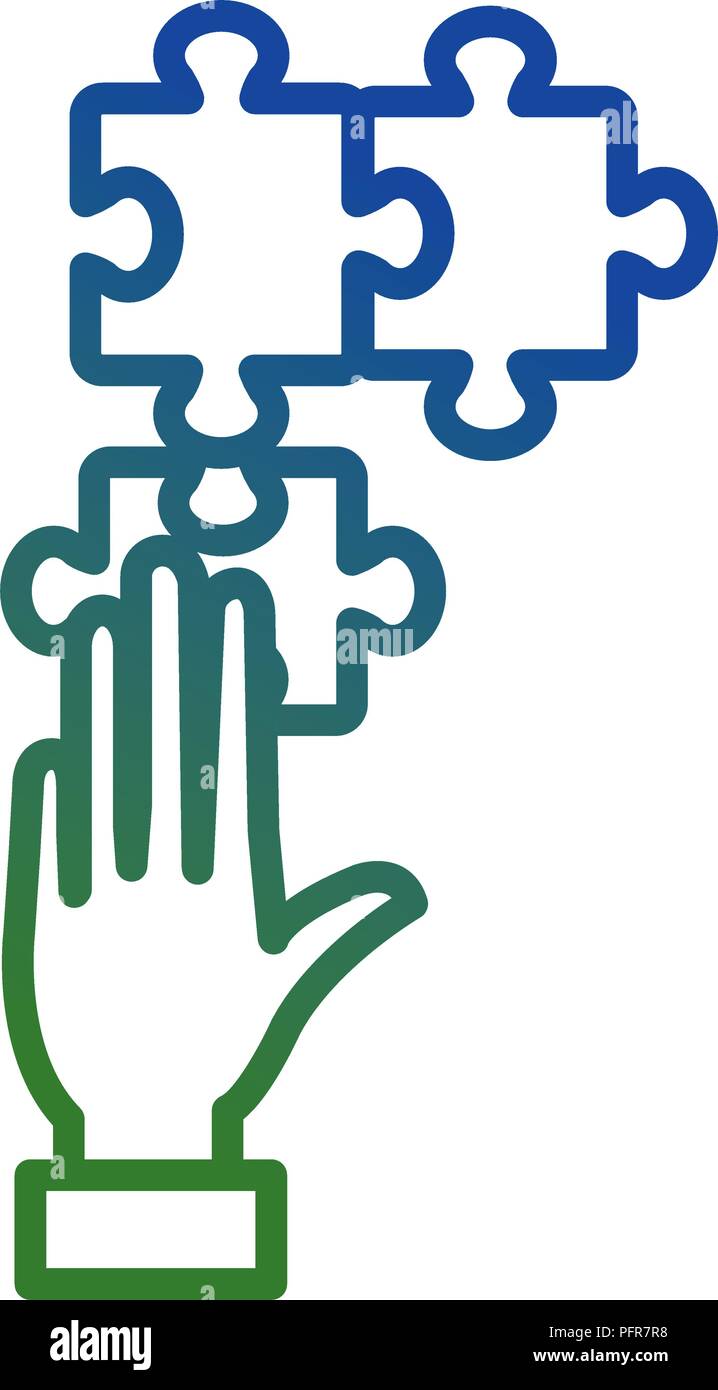 hand with puzzle game piece vector illustration design Stock Vector ...