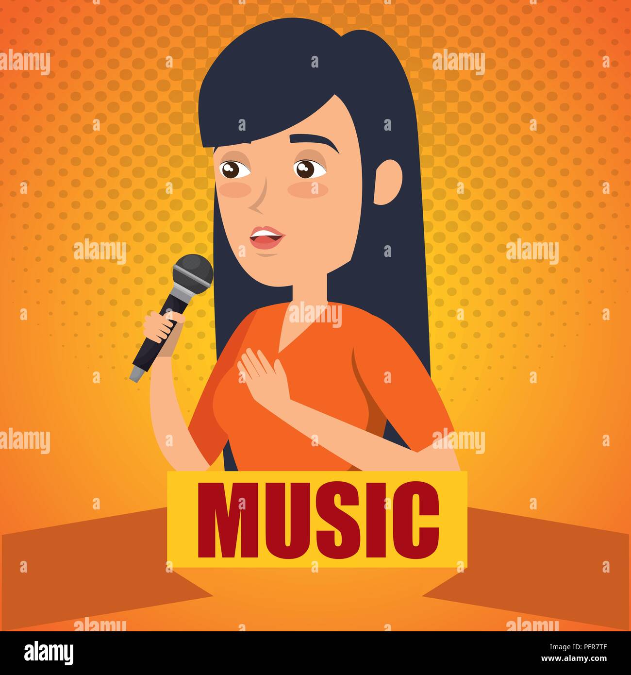 woman singing with microphone vector illustration design Stock Vector ...