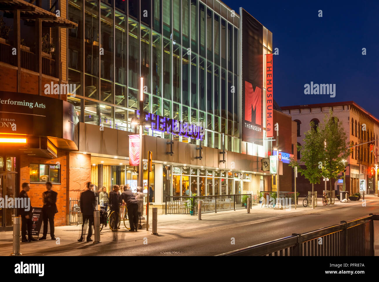 The Museum on King Street West at dusk in downtown Kitchener, Ontario ...