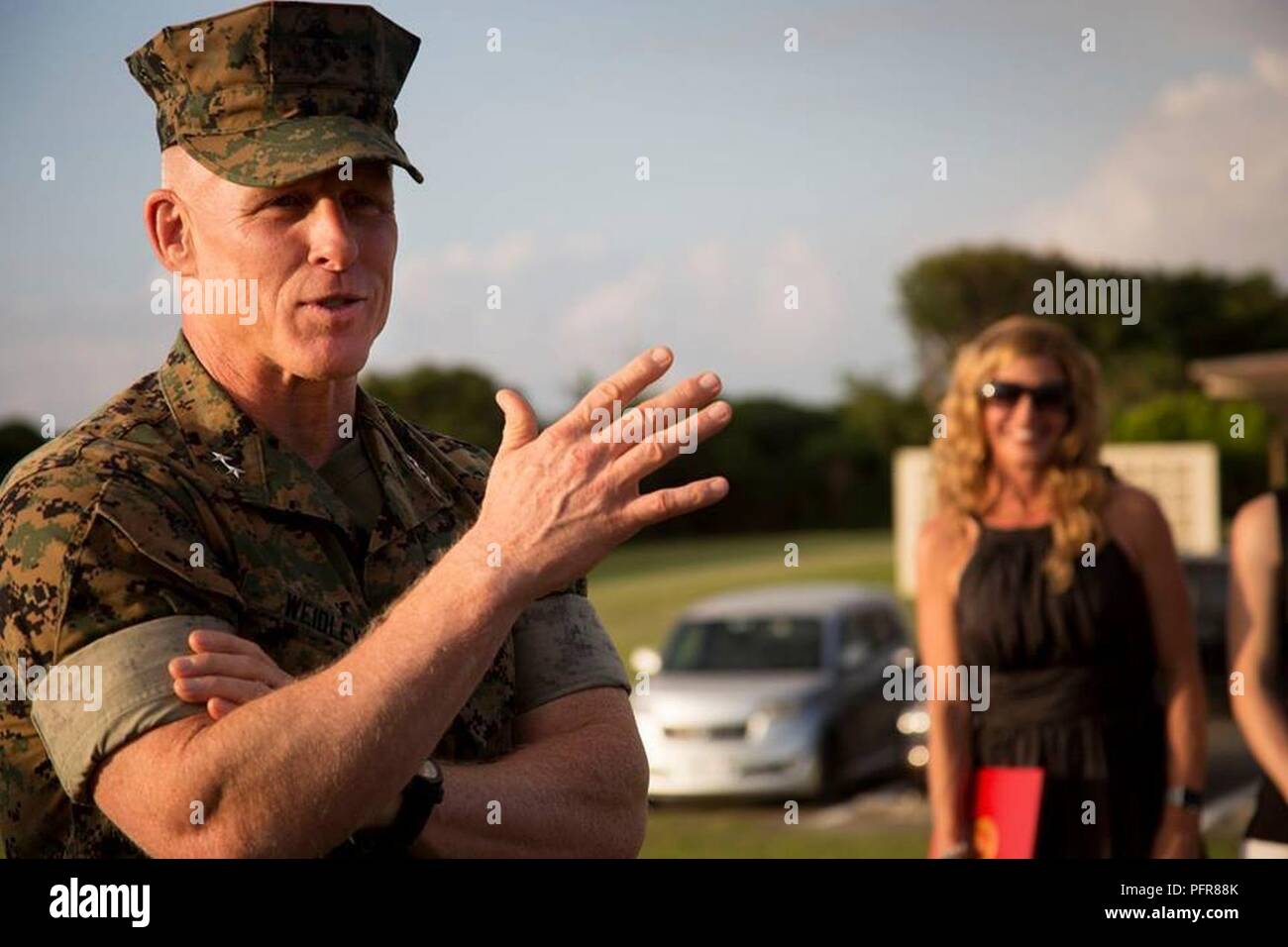 Maj. Gen. Thomas D. Weidley addresses his guests during his promotion ...