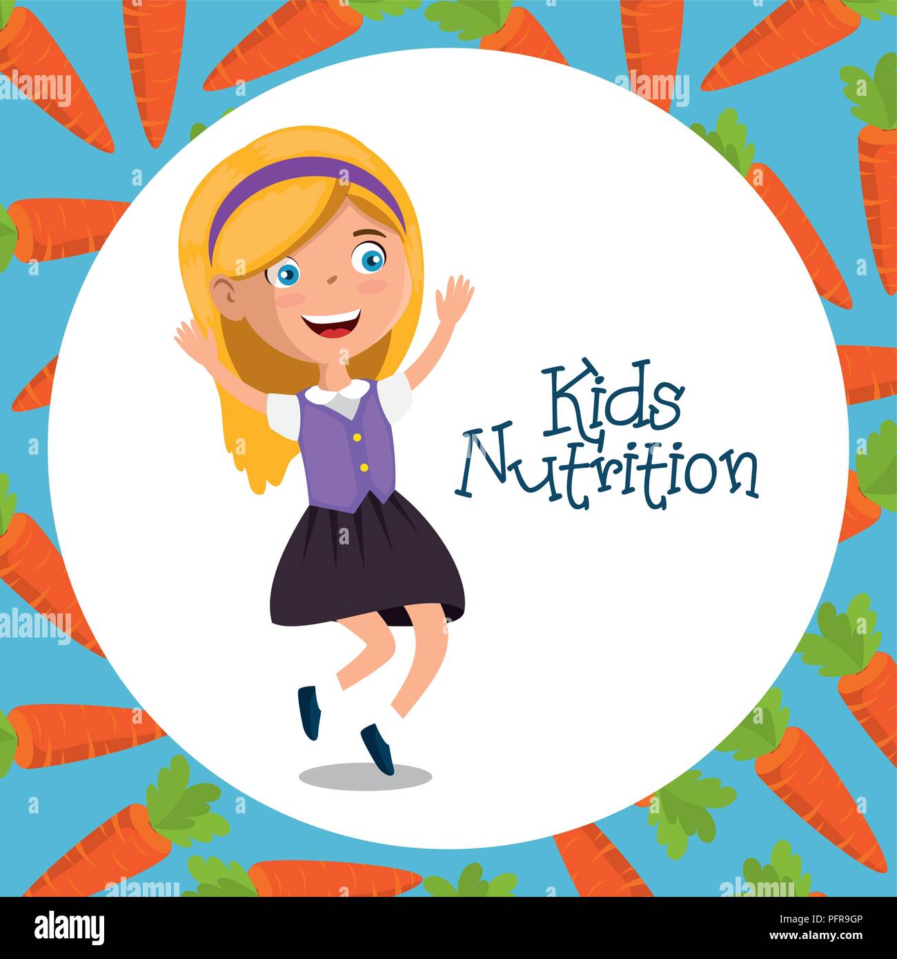 happy girl with nutrition food Stock Vector Image & Art - Alamy