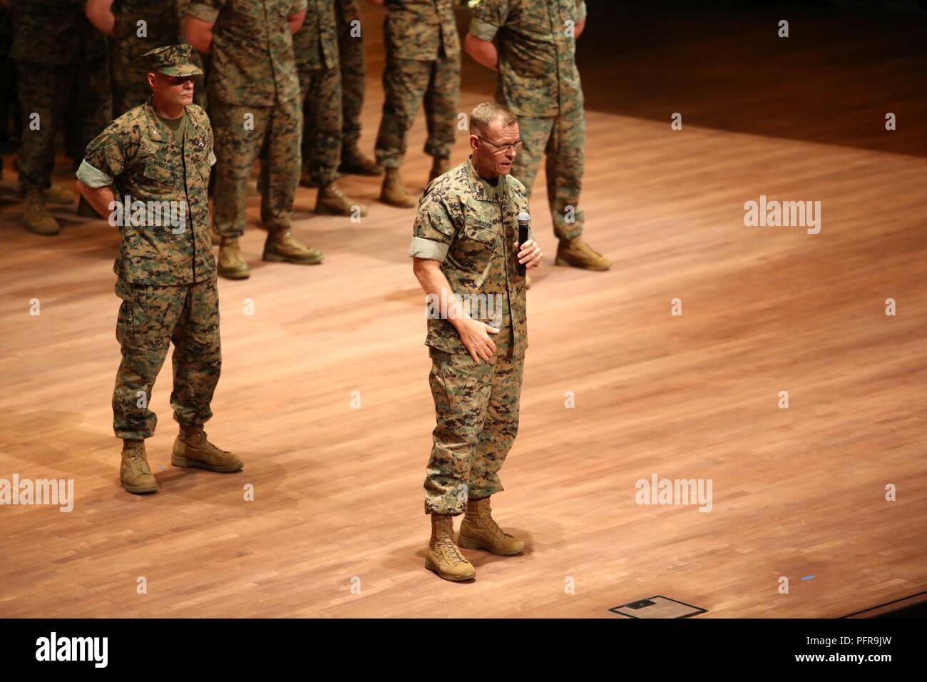 Brig. Gen. Joseph Shrader gives remarks during the Marine Corps Systems ...