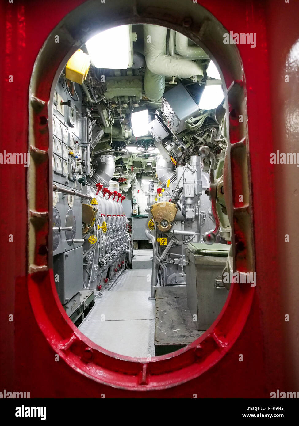 Hatch view of General Motors 278A diesel engines of the BAP Abtao (SS ...