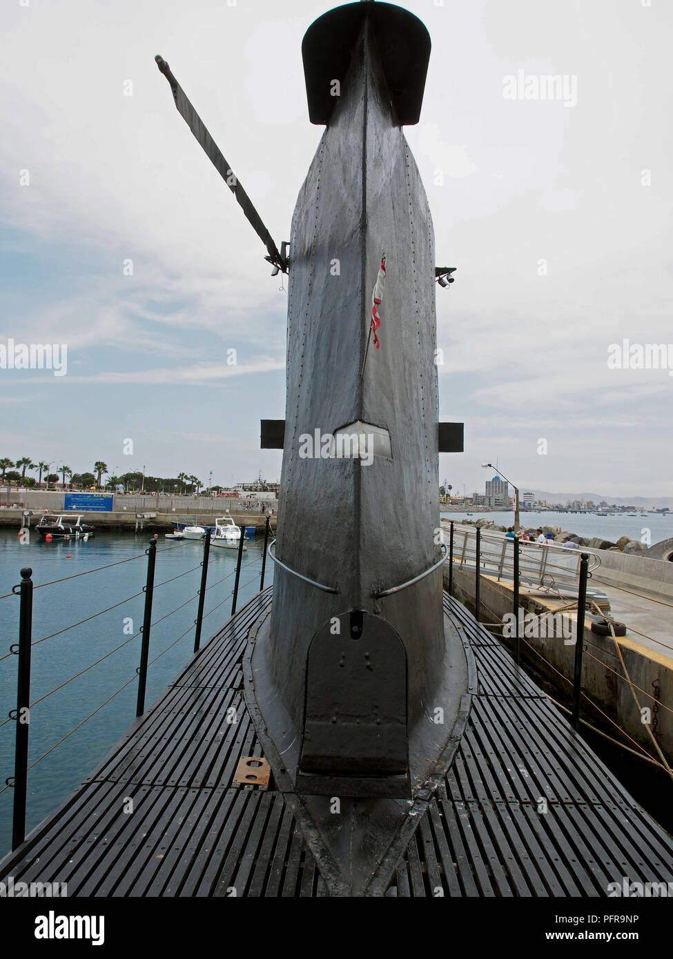 Deck and conning tower of the BAP Abtao (SS-42) submarine of the Peruvian Navy. The ship, a ...