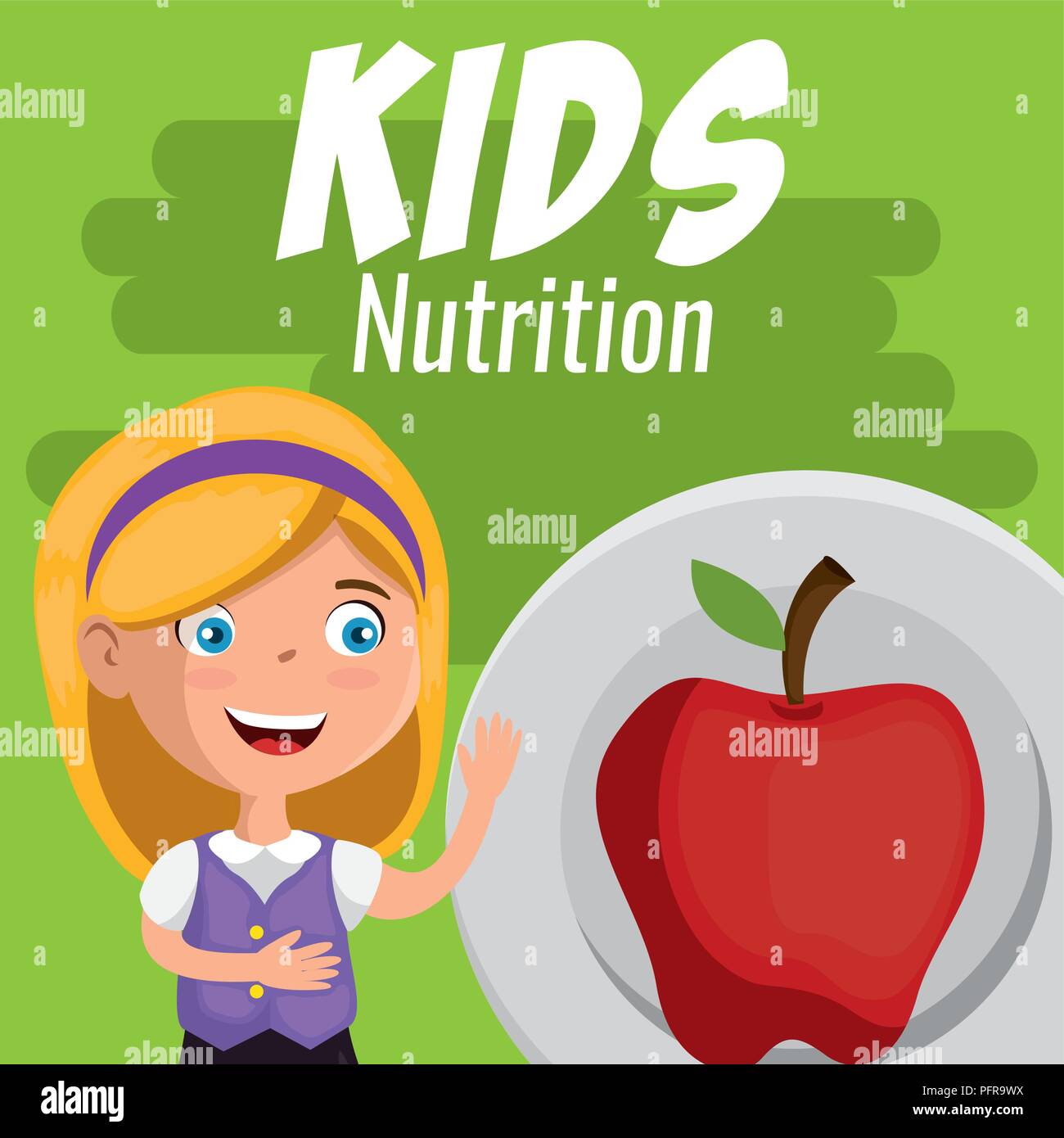 happy girl with nutrition food Stock Vector Image & Art - Alamy