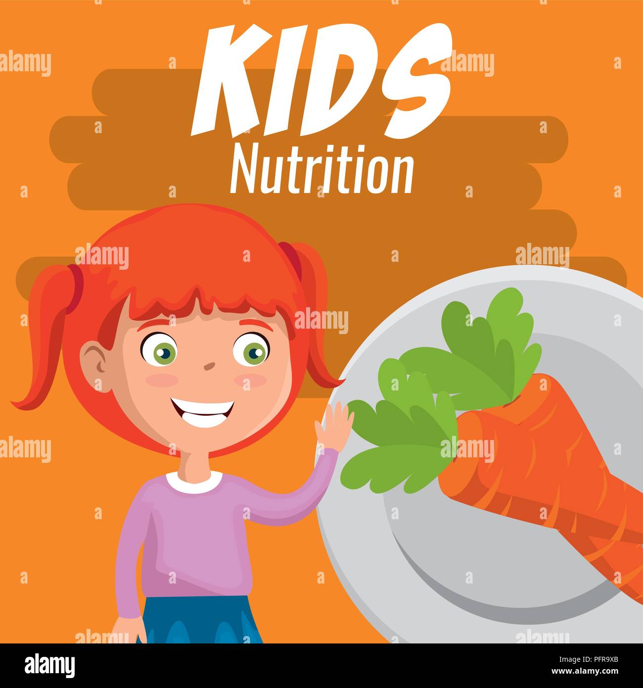 happy girl with nutrition food Stock Vector Image & Art - Alamy