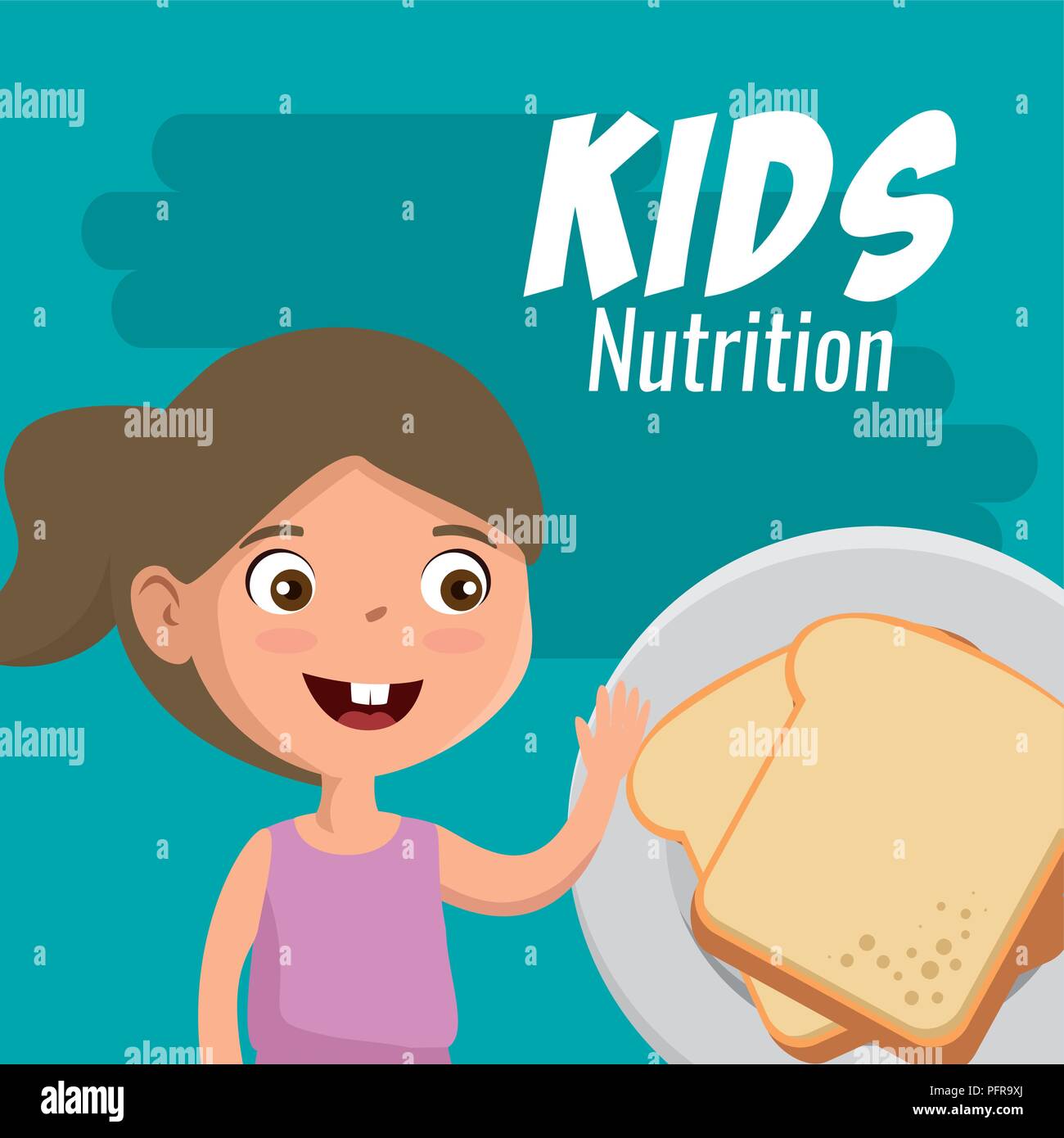 happy girl with nutrition food Stock Vector Image & Art - Alamy
