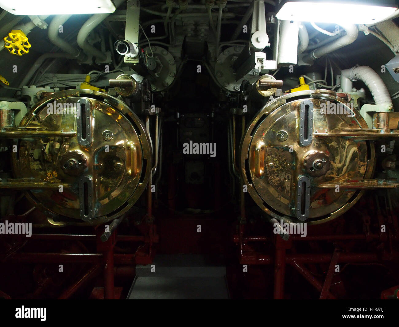 Stern torpedo tubes of the BAP Abtao (SS-42) submarine of the Peruvian ...