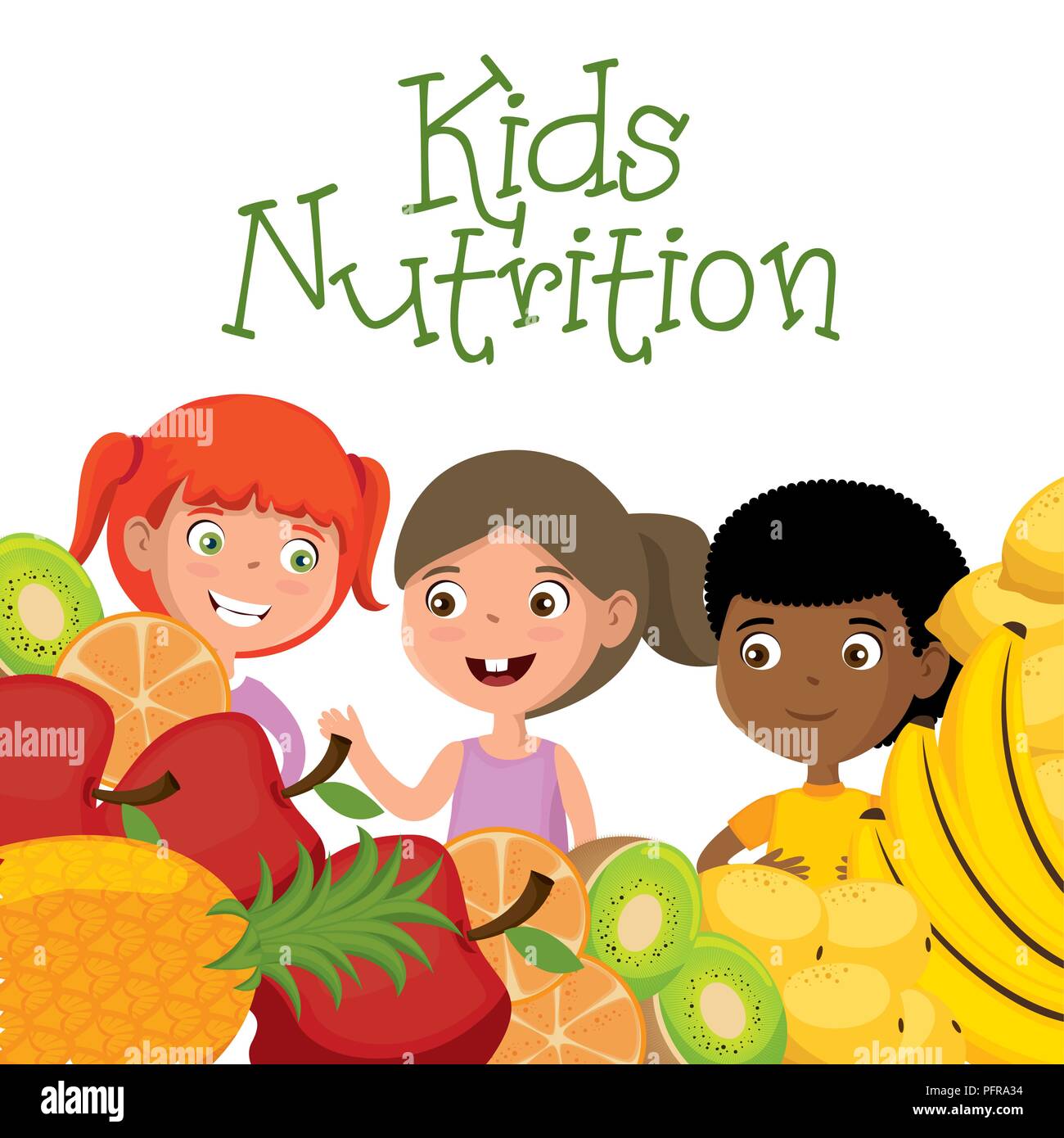 happy kids with nutrition food Stock Vector Image & Art - Alamy