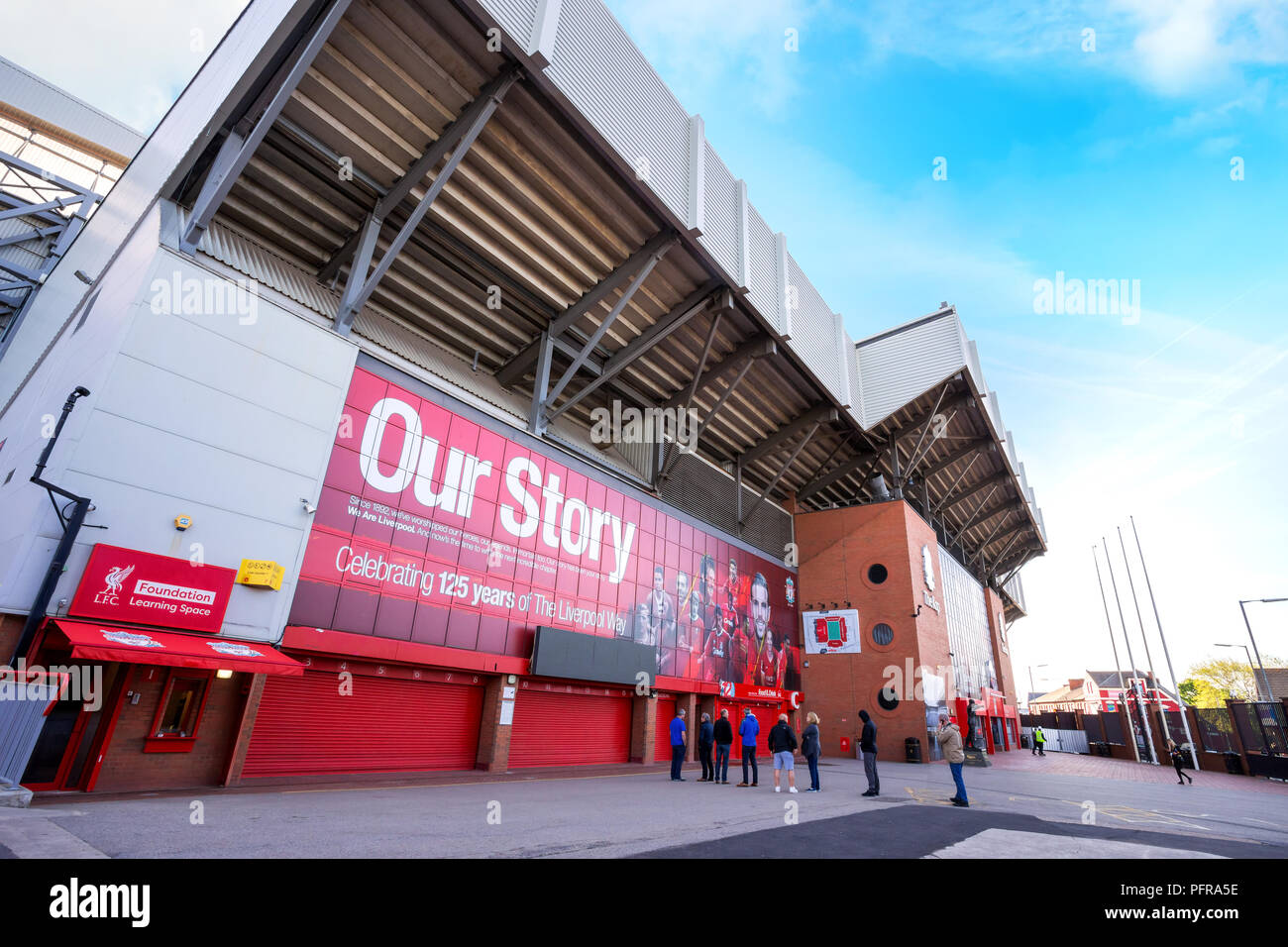 LIVERPOOL, UK - MAY 17 2018: Anfield stadium, the home ground of ...