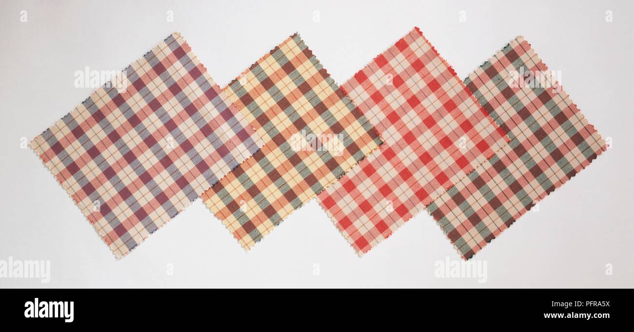 Four checked fabric swatches Stock Photo - Alamy