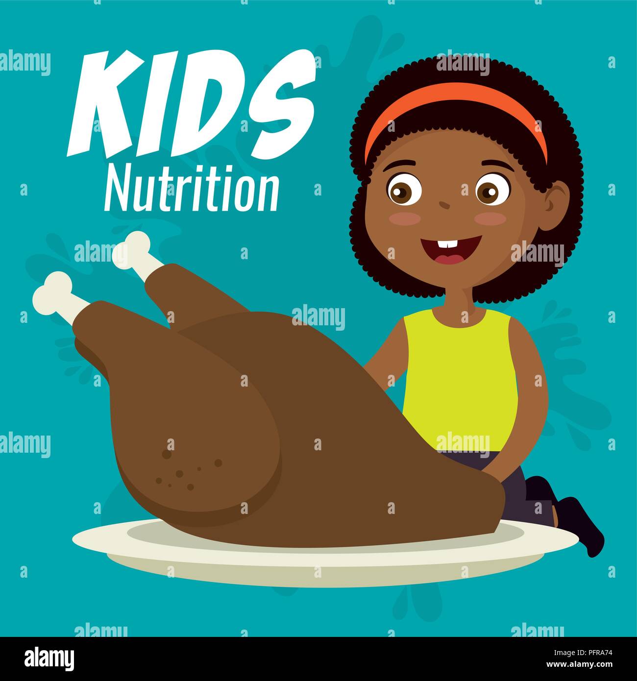 happy girl with nutrition food Stock Vector Image & Art - Alamy