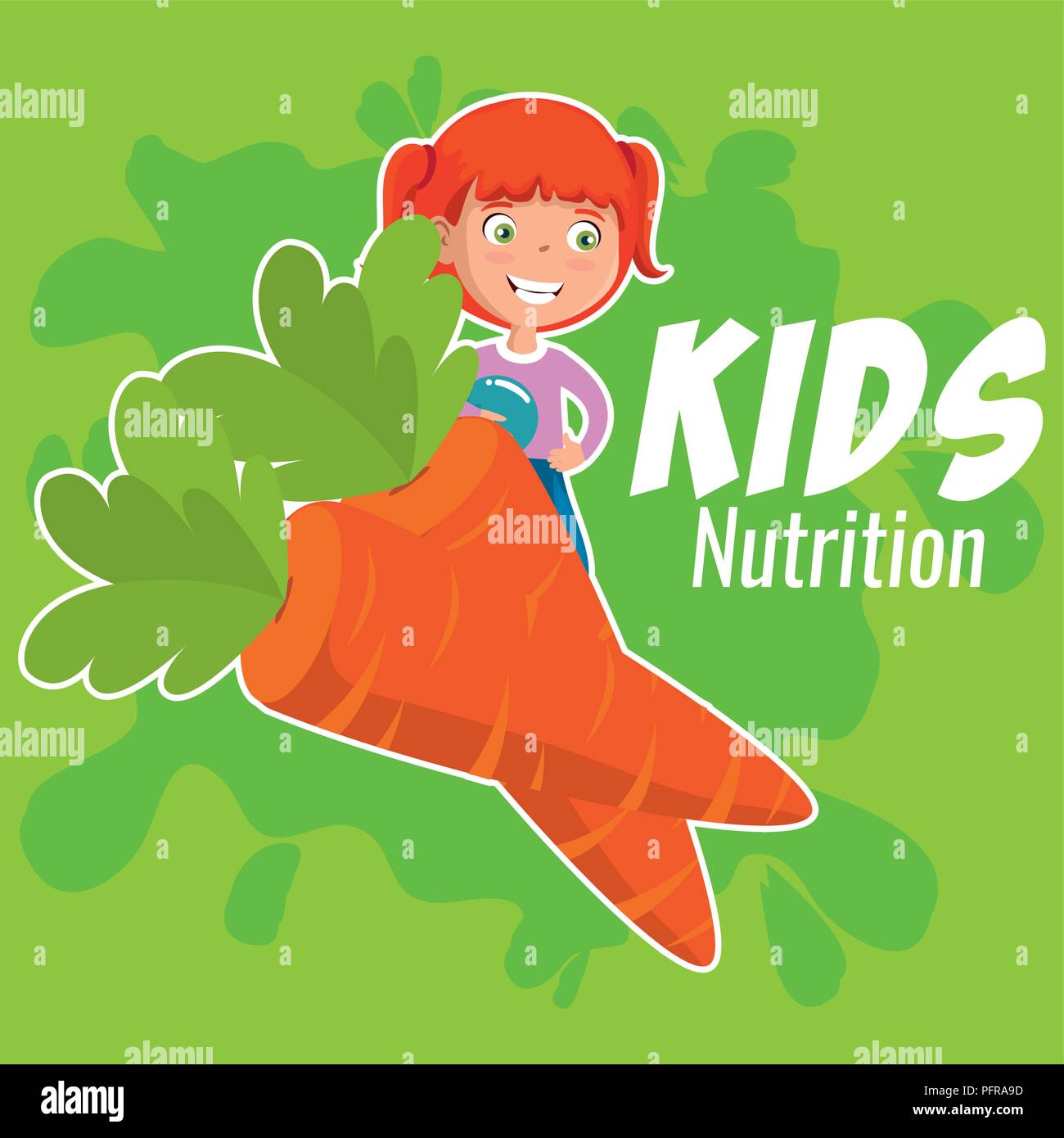 happy girl with nutrition food Stock Vector Image & Art - Alamy