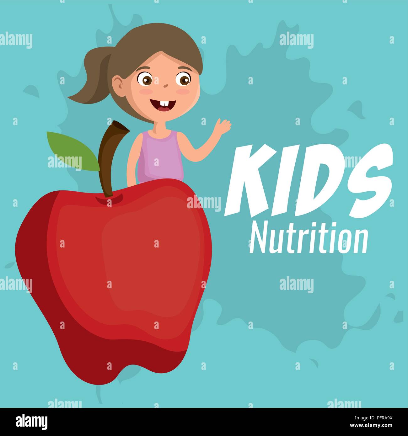 happy girl with nutrition food Stock Vector Image & Art - Alamy