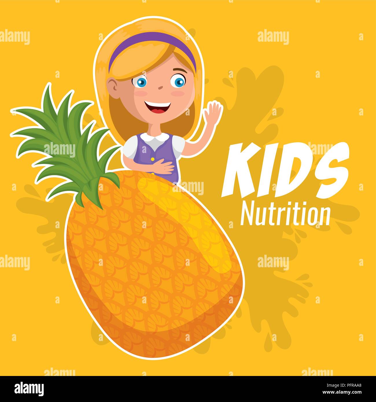 happy girl with nutrition food Stock Vector Image & Art - Alamy