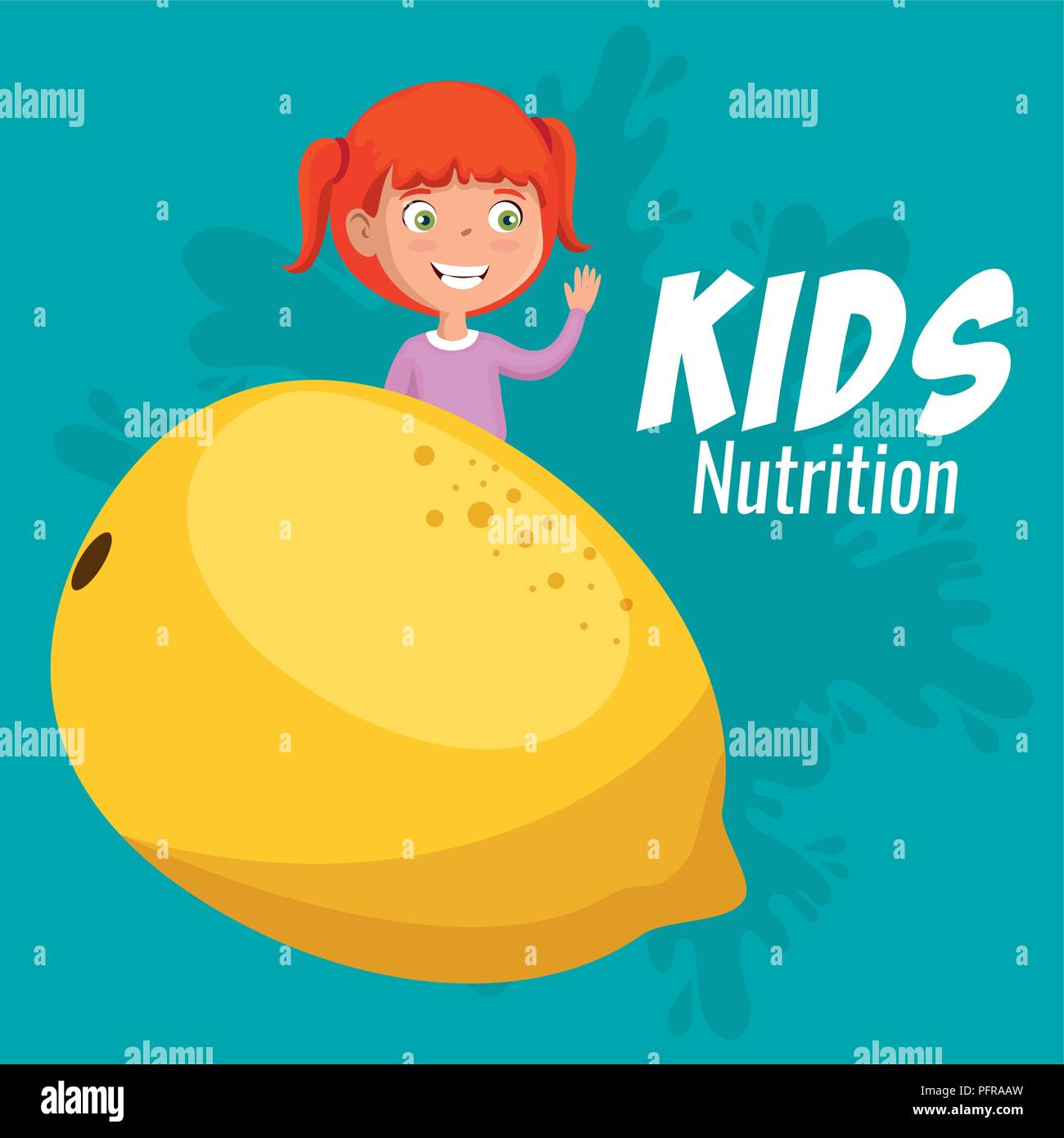 happy girl with nutrition food Stock Vector Image & Art - Alamy