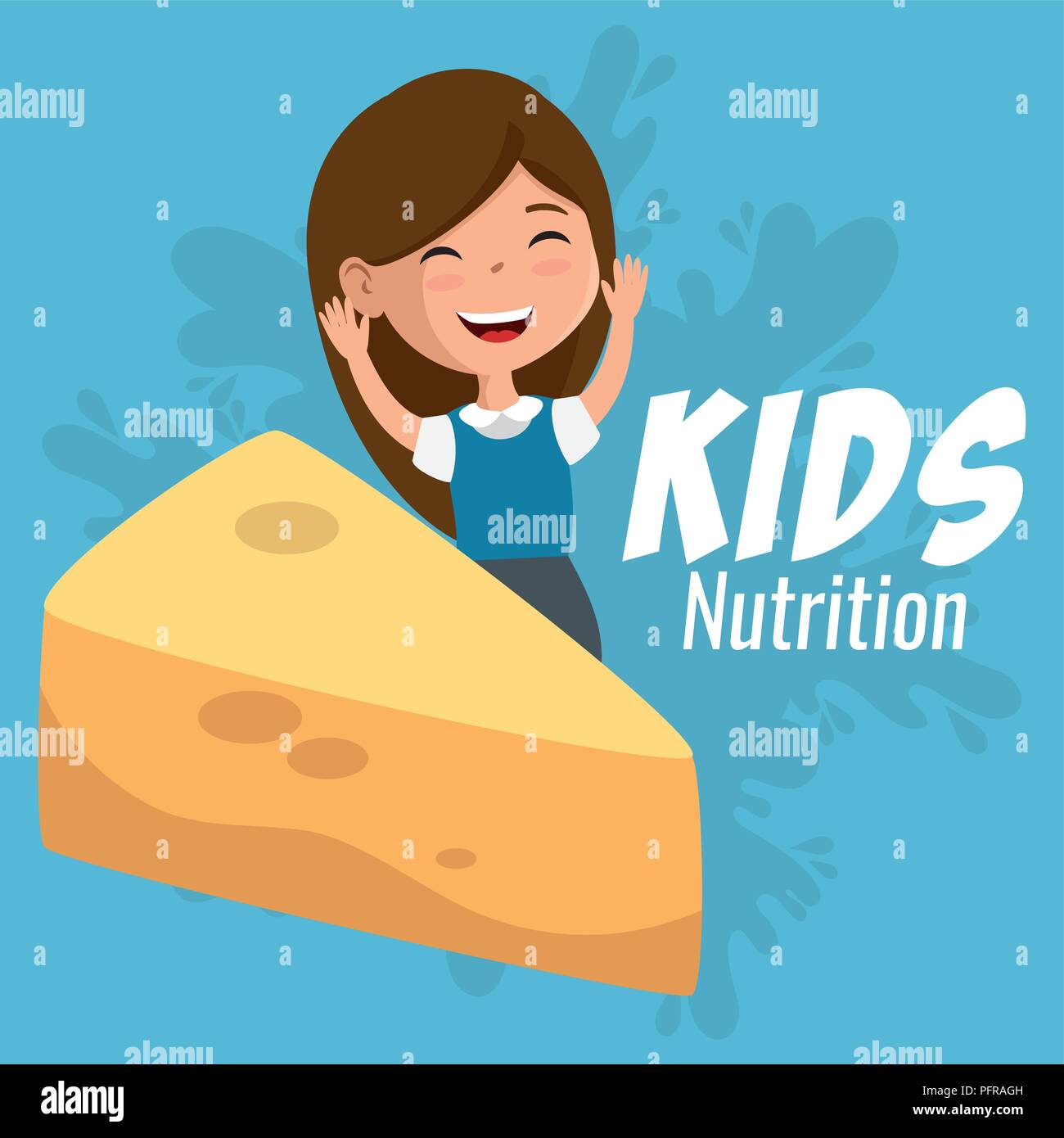 happy girl with nutrition food Stock Vector Image & Art - Alamy