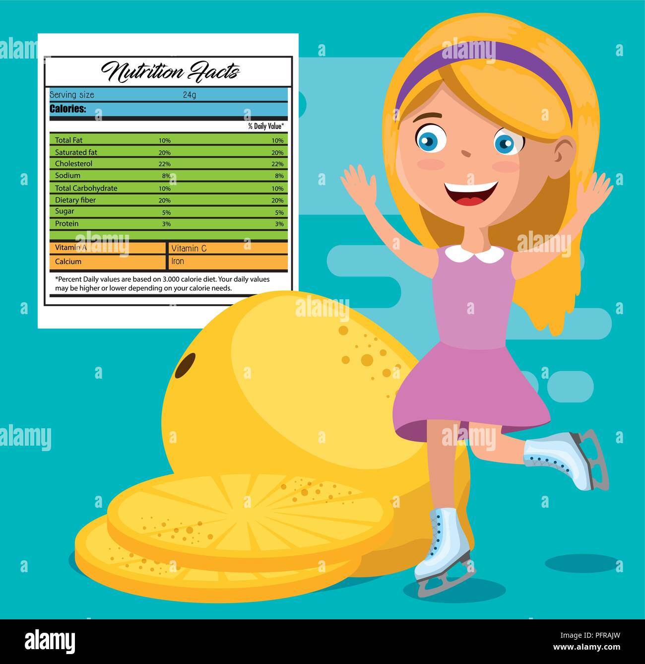 happy girl with nutrition facts Stock Vector Image & Art - Alamy