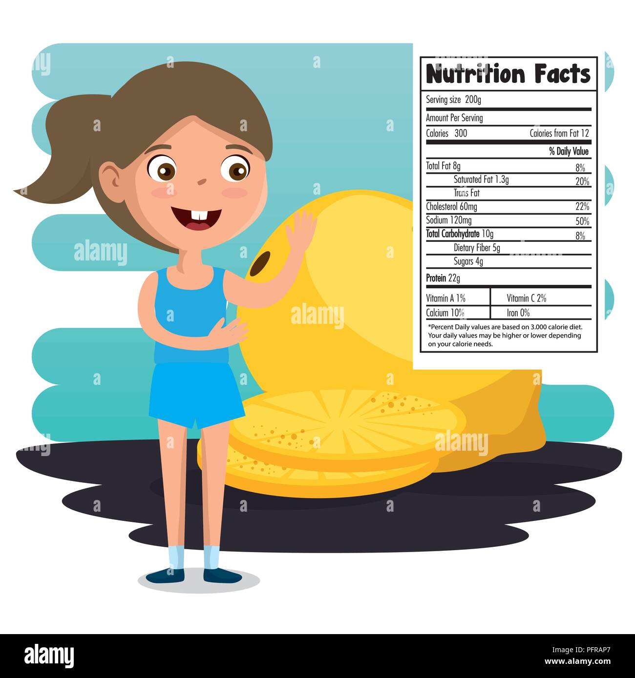 happy girl with nutrition facts Stock Vector Image & Art - Alamy