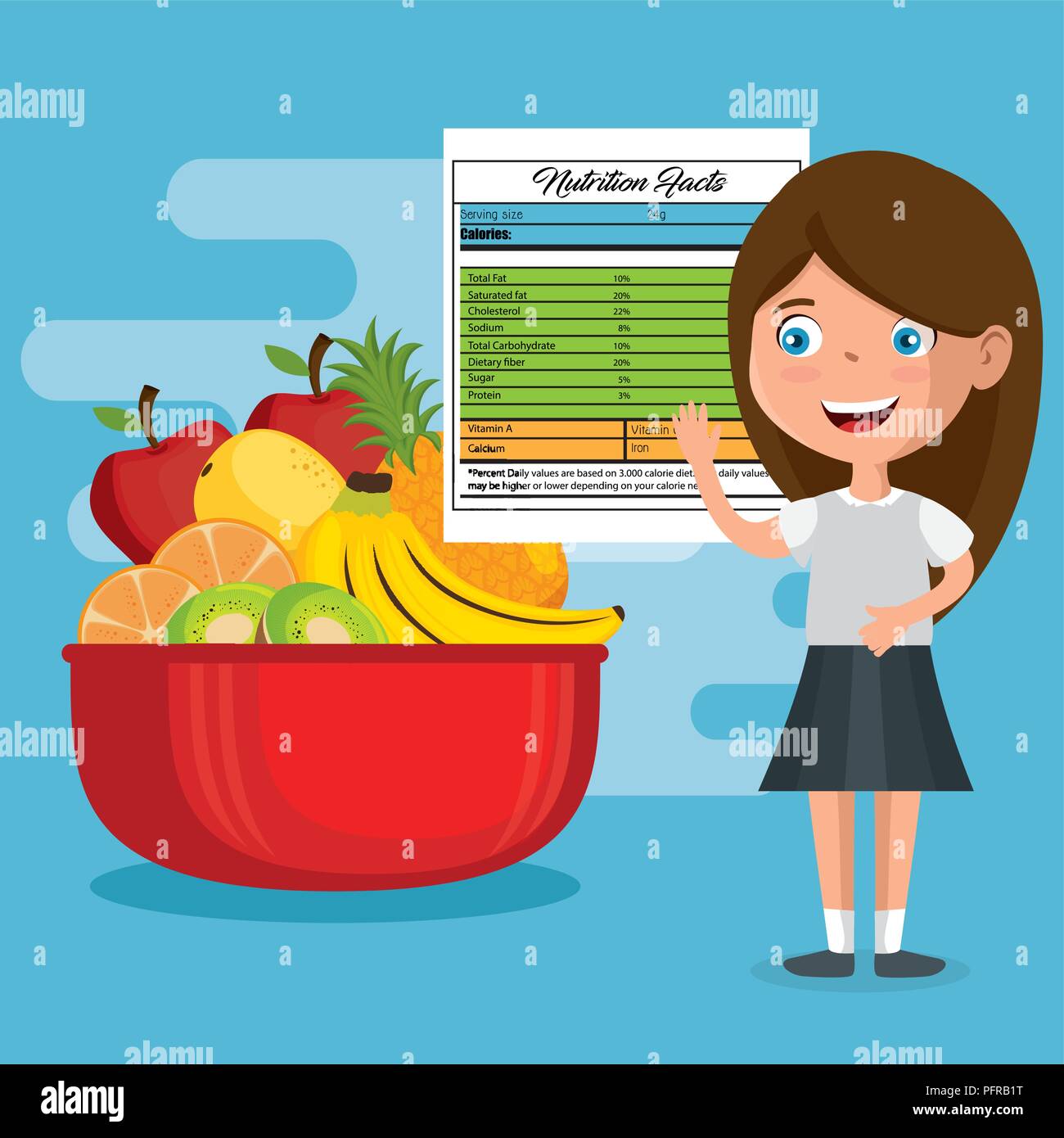 happy girl with nutrition facts Stock Vector Image & Art - Alamy