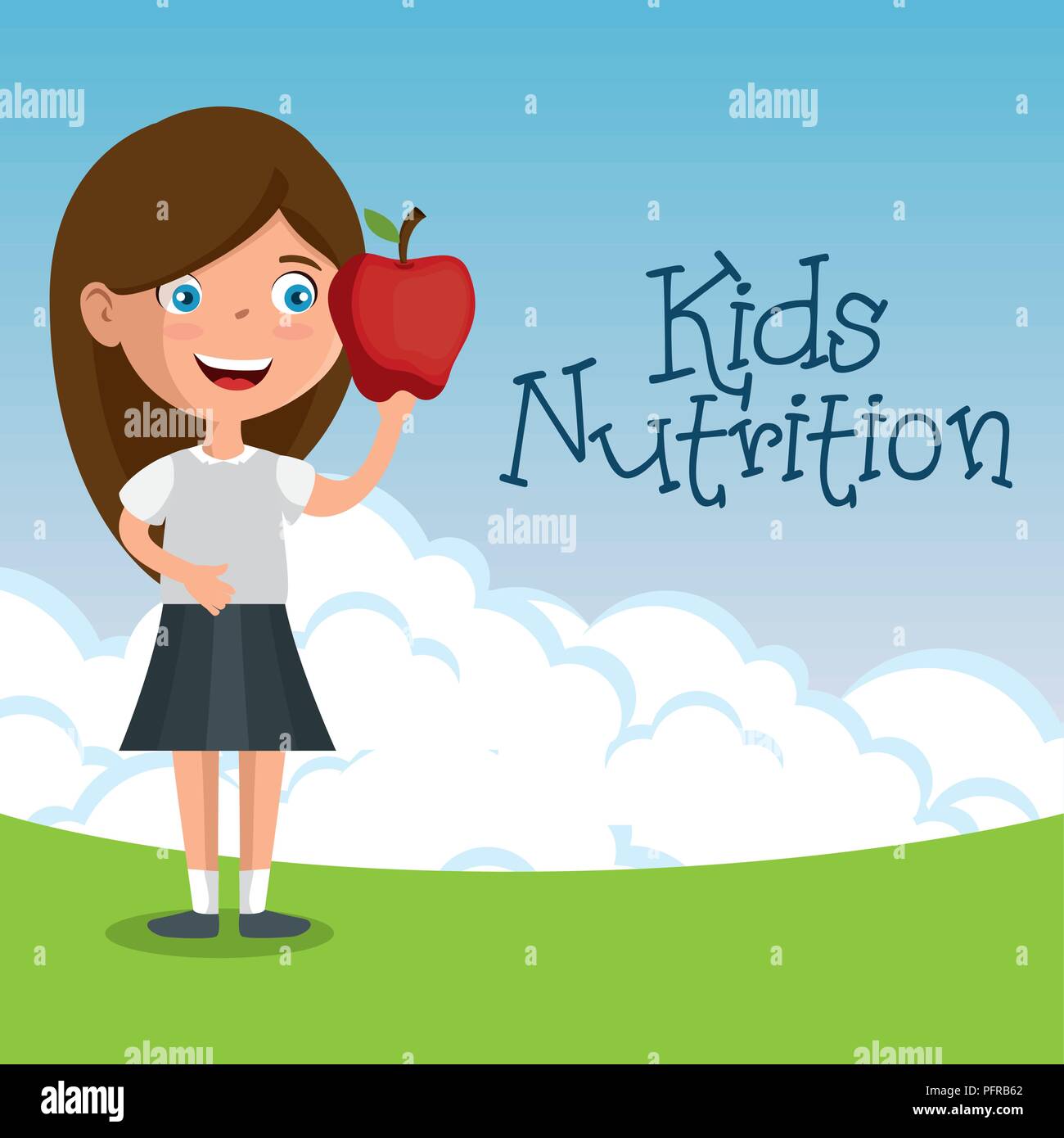 happy girl with nutrition food Stock Vector Image & Art - Alamy