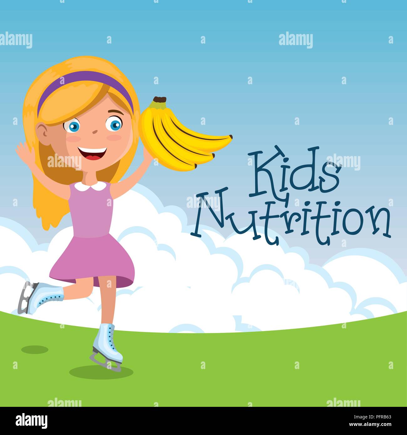 happy girl with nutrition food Stock Vector Image & Art - Alamy