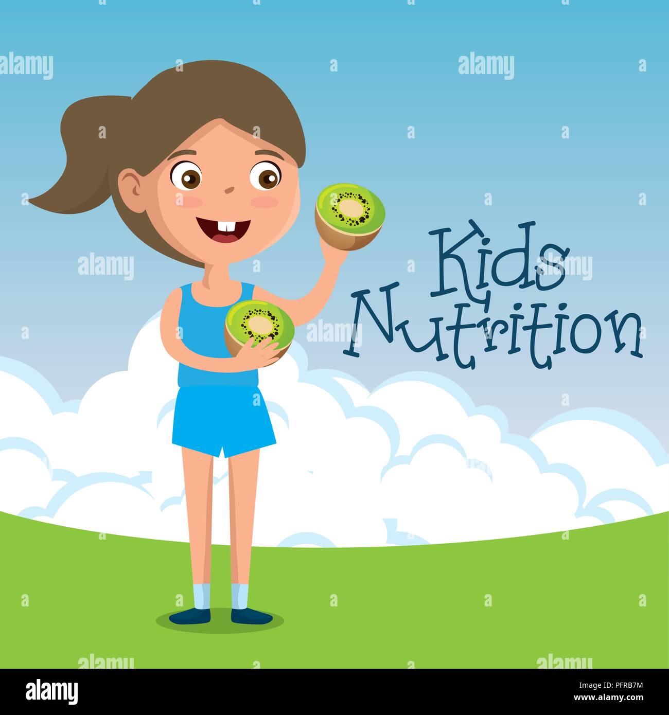 happy girl with nutrition food Stock Vector Image & Art - Alamy