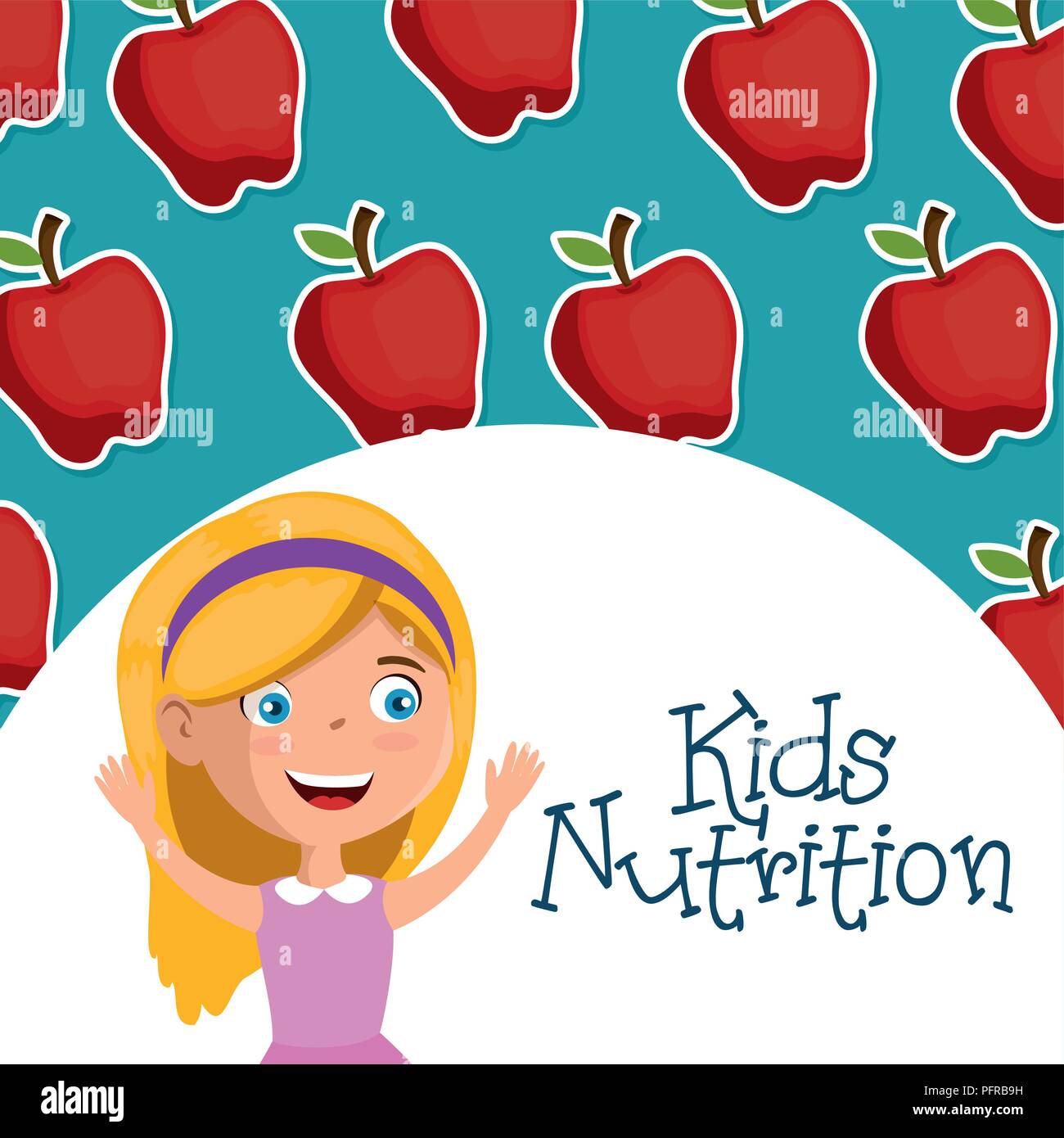 happy girl with nutrition food Stock Vector Image & Art - Alamy