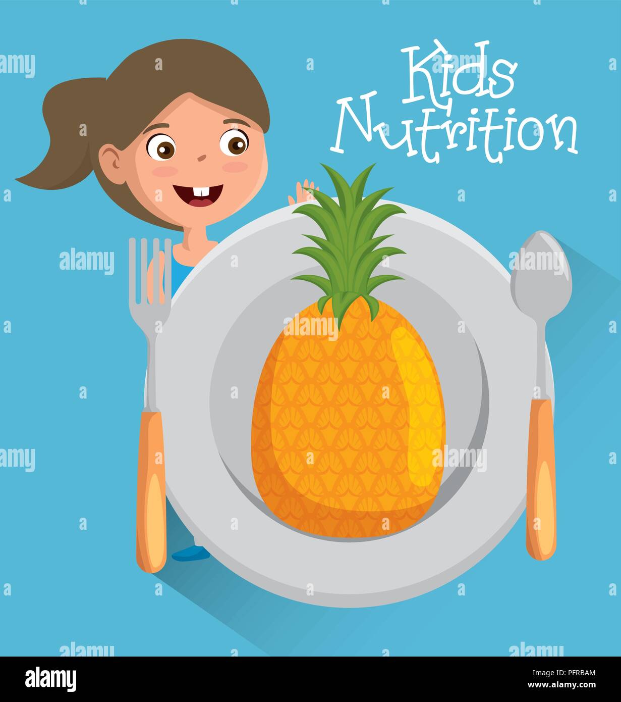 happy girl with nutrition food Stock Vector Image & Art - Alamy