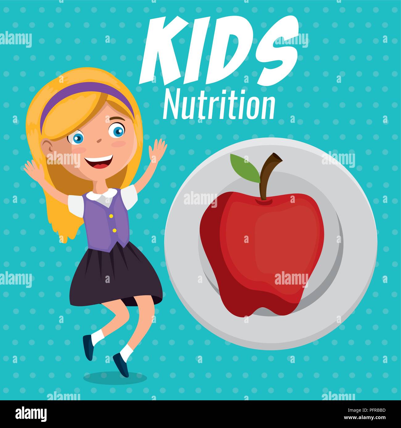 happy girl with nutrition food Stock Vector Image & Art - Alamy