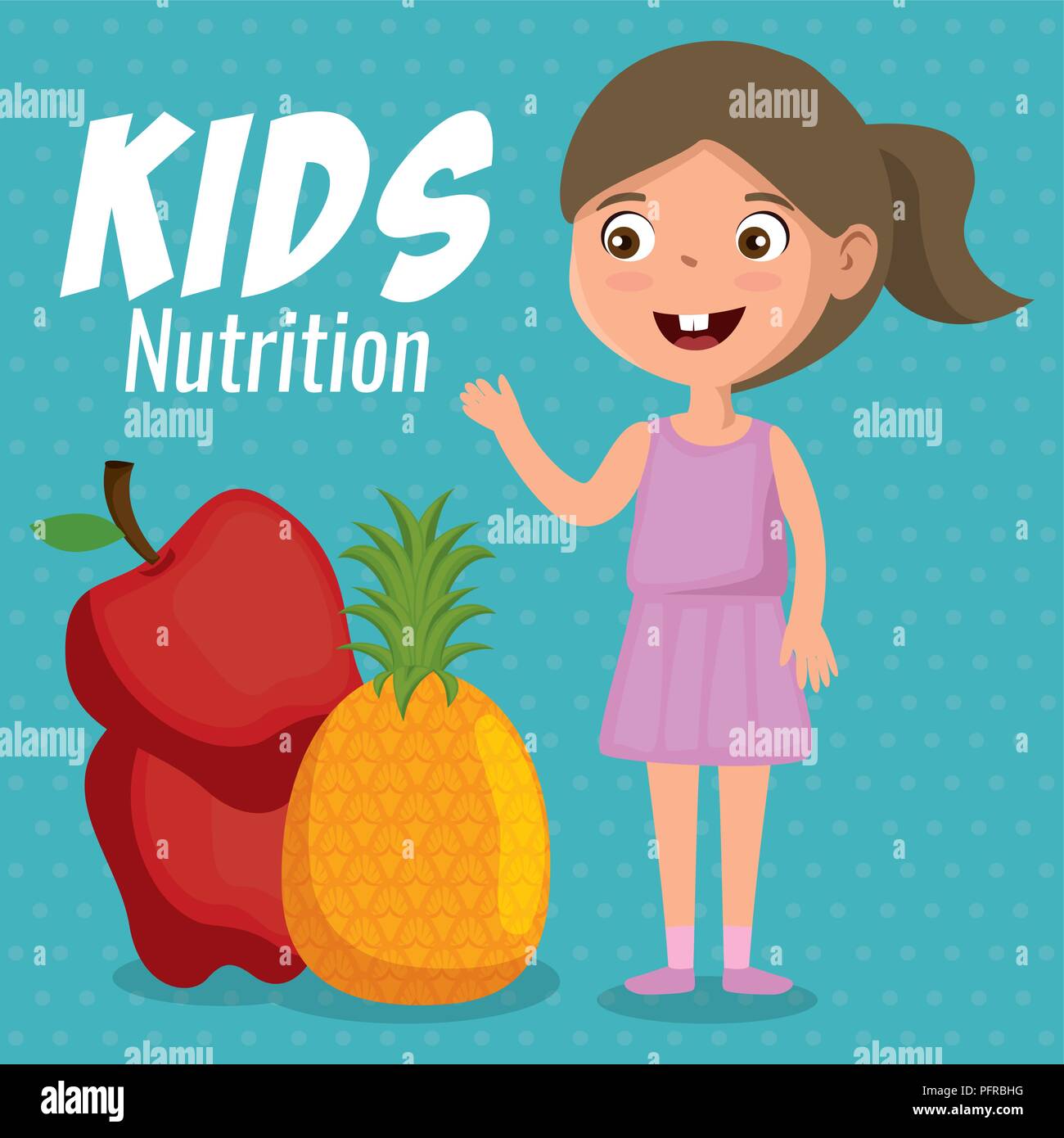 happy girl with nutrition food Stock Vector Image & Art - Alamy