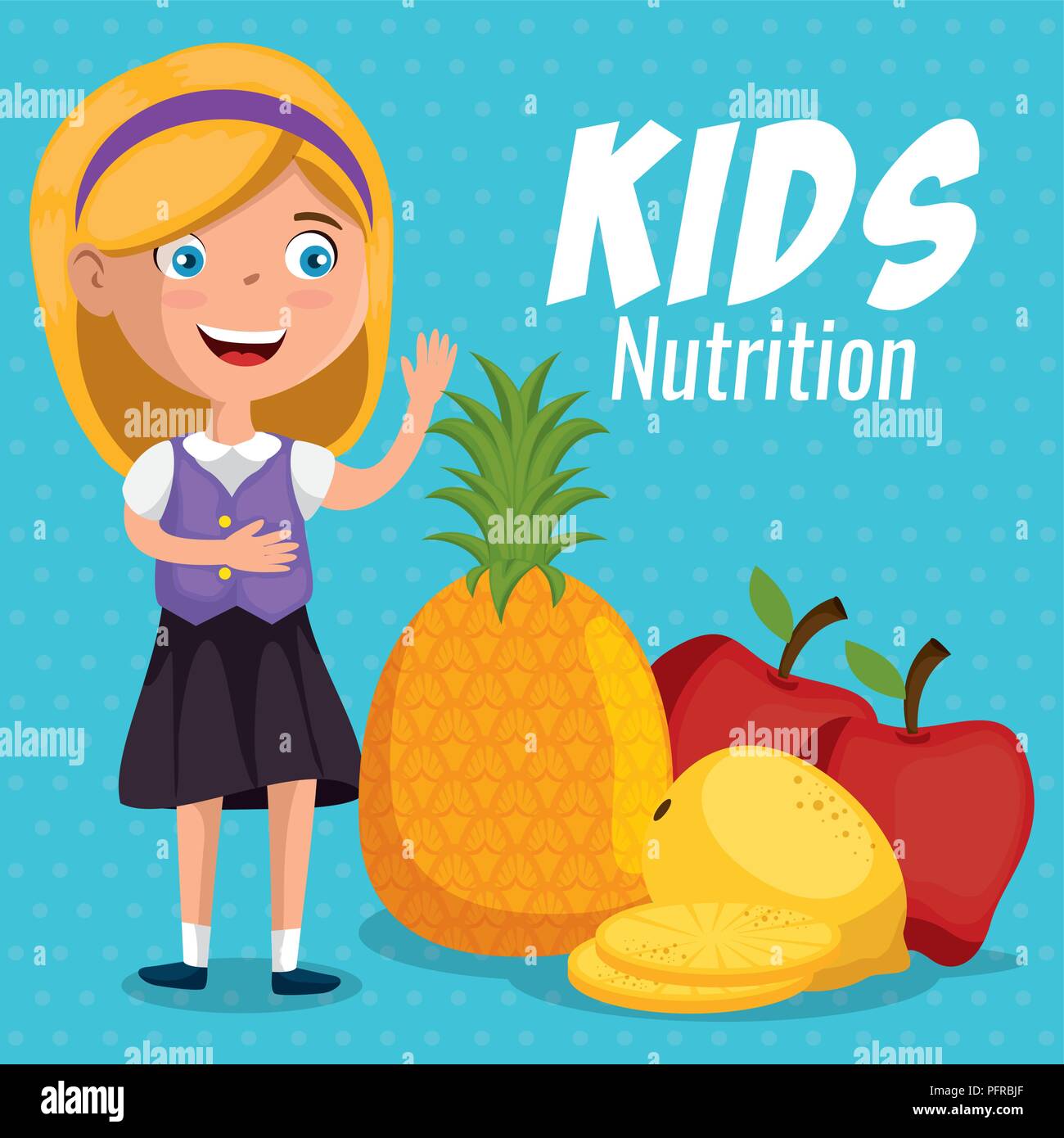 happy girl with nutrition food Stock Vector Image & Art - Alamy