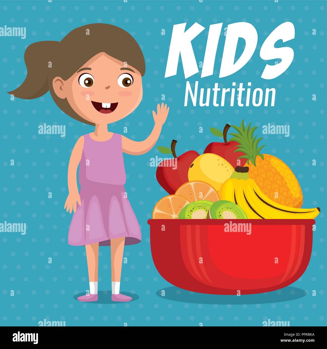 happy girl with nutrition food Stock Vector Image & Art - Alamy