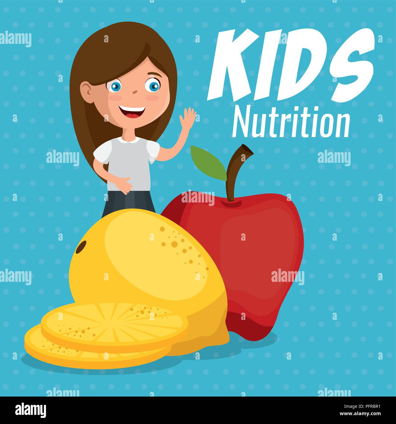 happy girl with nutrition food Stock Vector Image & Art - Alamy