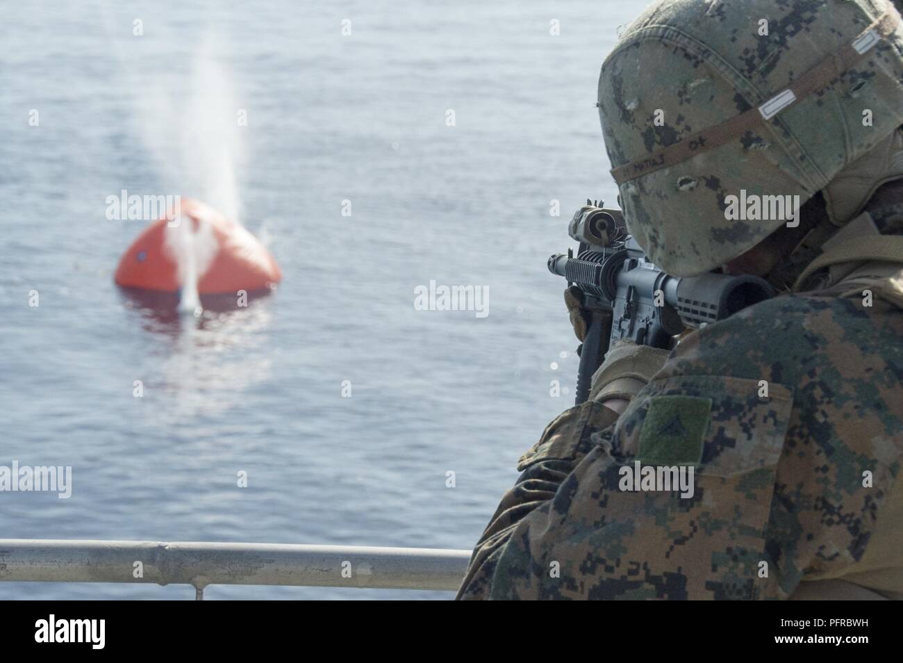 SULU SEA (May 27, 2018) Lance Cpl. Iriwin Matias, a Marine assigned to ...