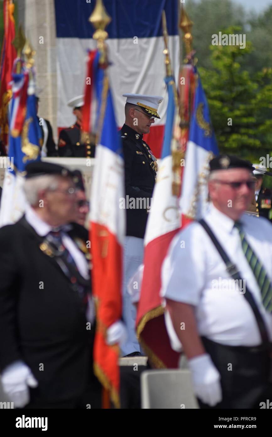 US Marine Major General Russel A. Sanborn delivers a speech remembering ...