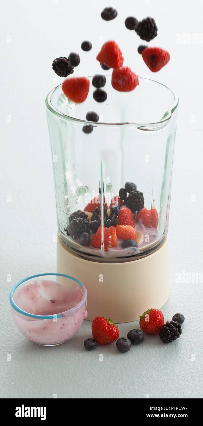 Summer fruits including strawberries, blackberries and blueberries ...