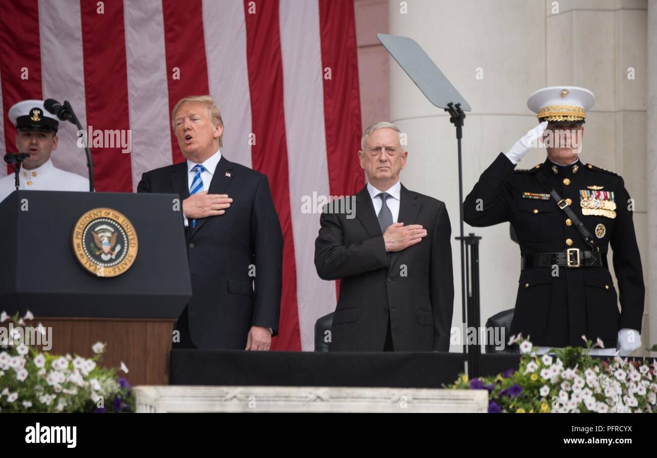 President Donald J. Trump, Secretary of Defense James N. Mattis, and U.S. Marine Corps Gen. Joe ...