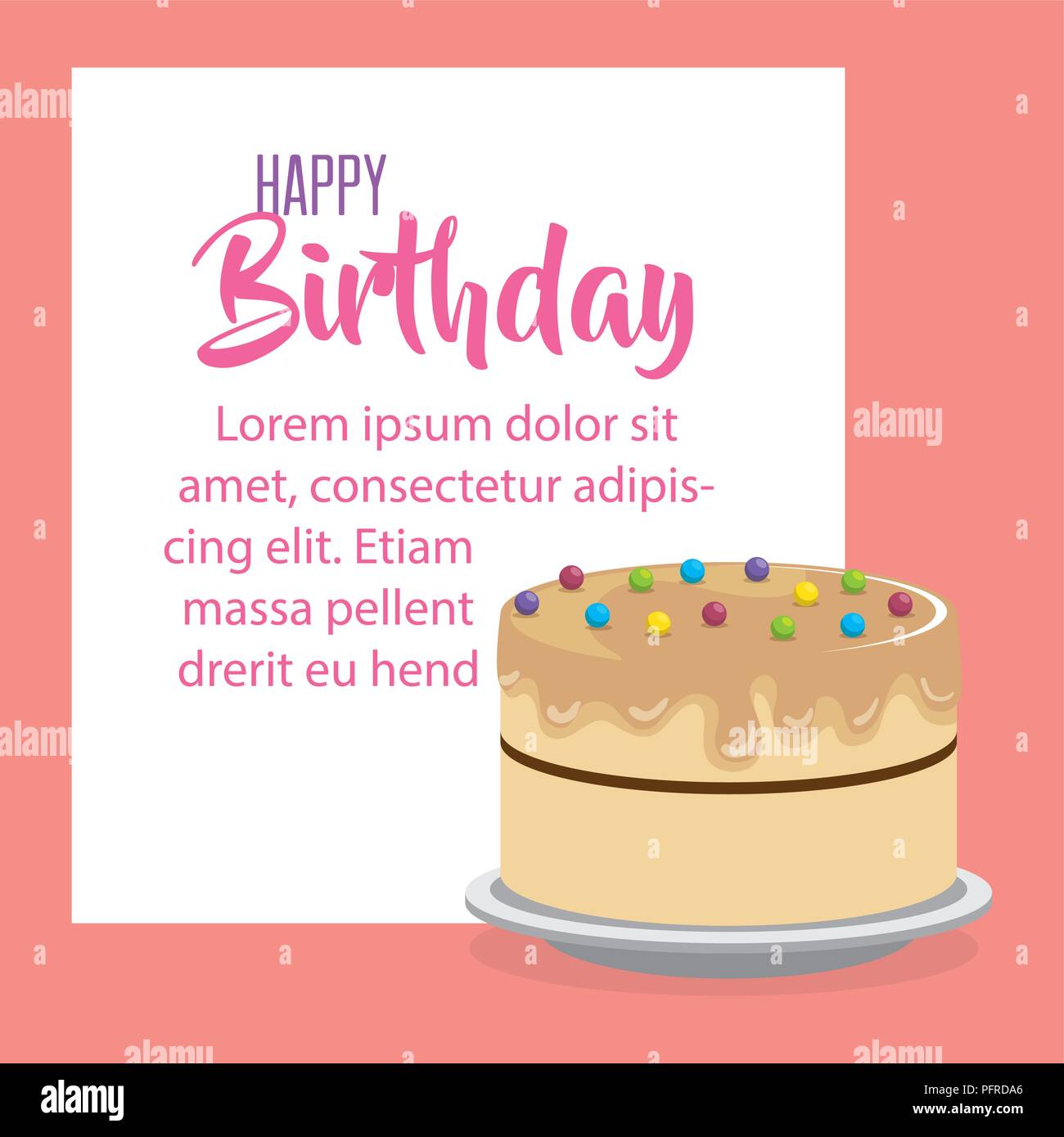 happy birthday card with sweet cake Stock Vector Image & Art - Alamy