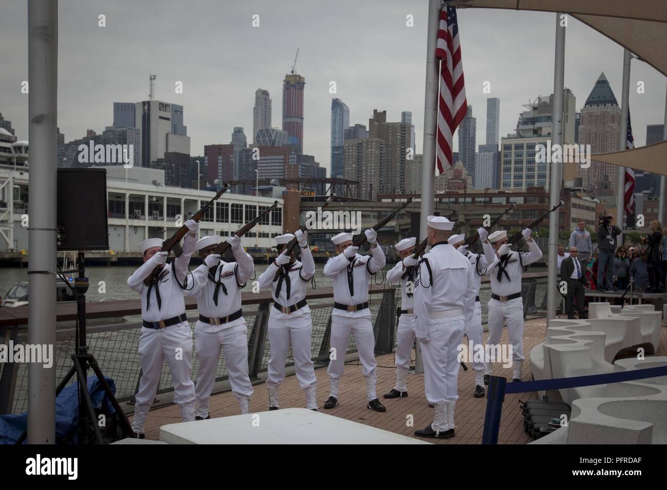 U.S. Navy Sailors with Naval Weapons Station Earle’s honor guard fire ...