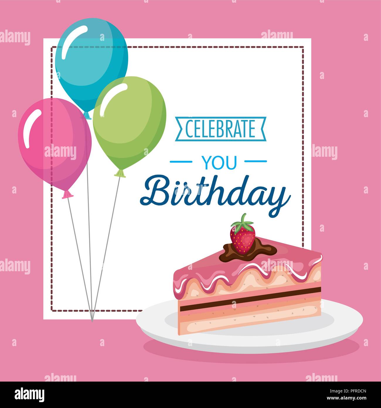 happy birthday card with cake portion Stock Vector Image & Art - Alamy