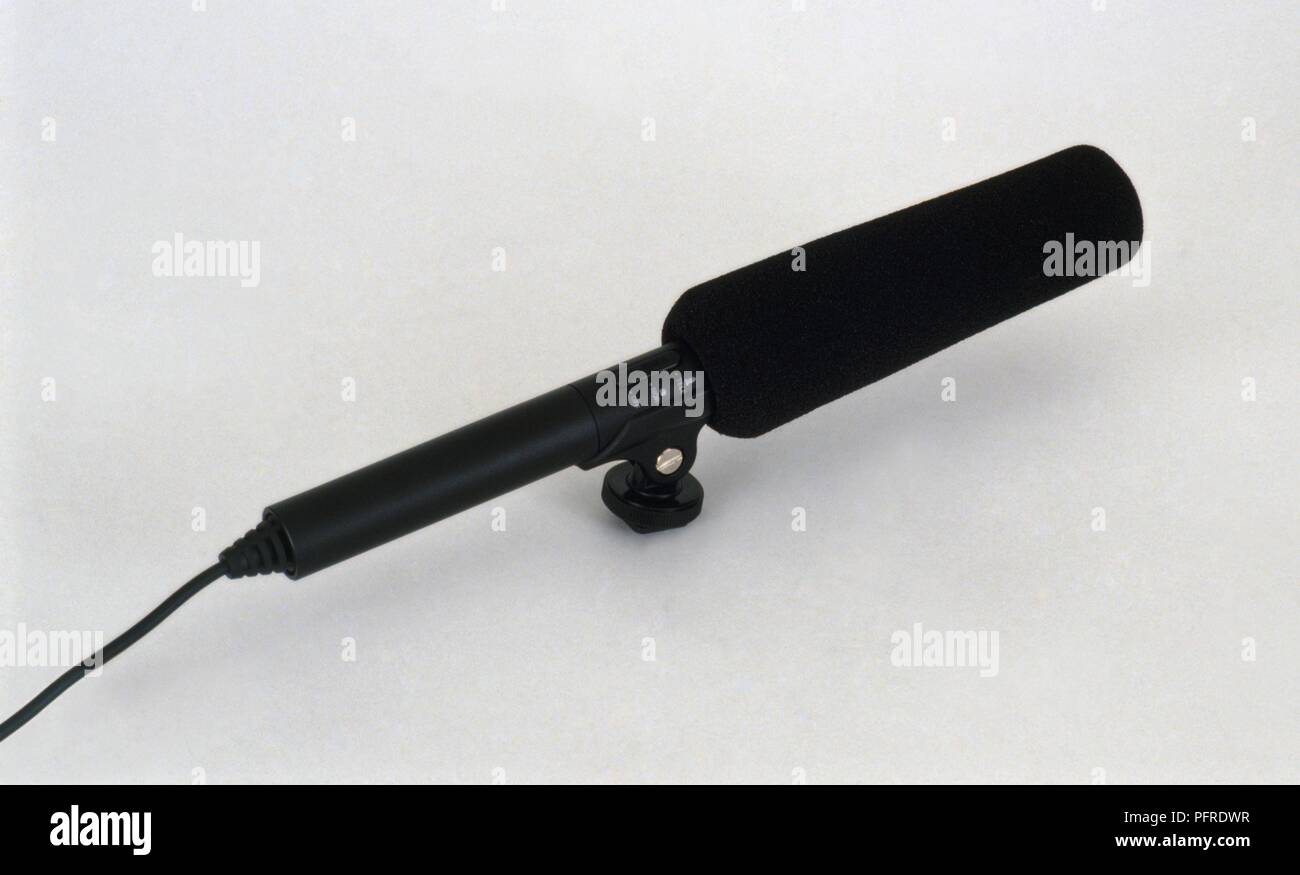 Foam windshield on black microphone Stock Photo - Alamy
