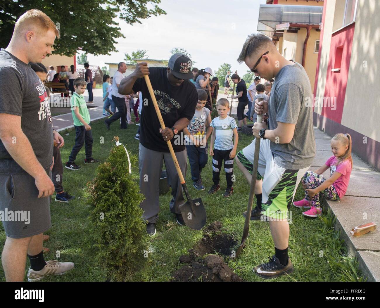 Romania (May 24, 2018) Command Master Chief Dewayne Benjamin, center ...