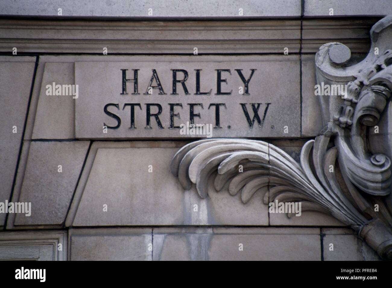 Great Britain, England, London, Harley Street street sign Stock Photo ...