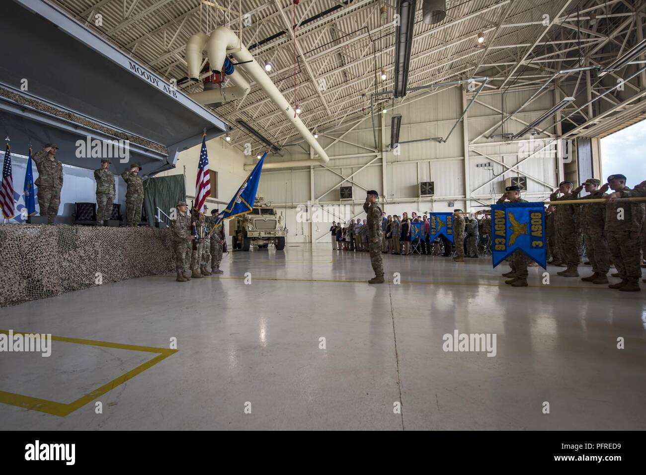 Airmen from the 93d Air Ground Operations Wing (AGOW) render salutes ...
