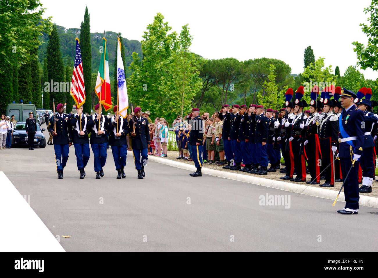 Posting of the colors by the U.S. color guard from 173rd Airborne ...